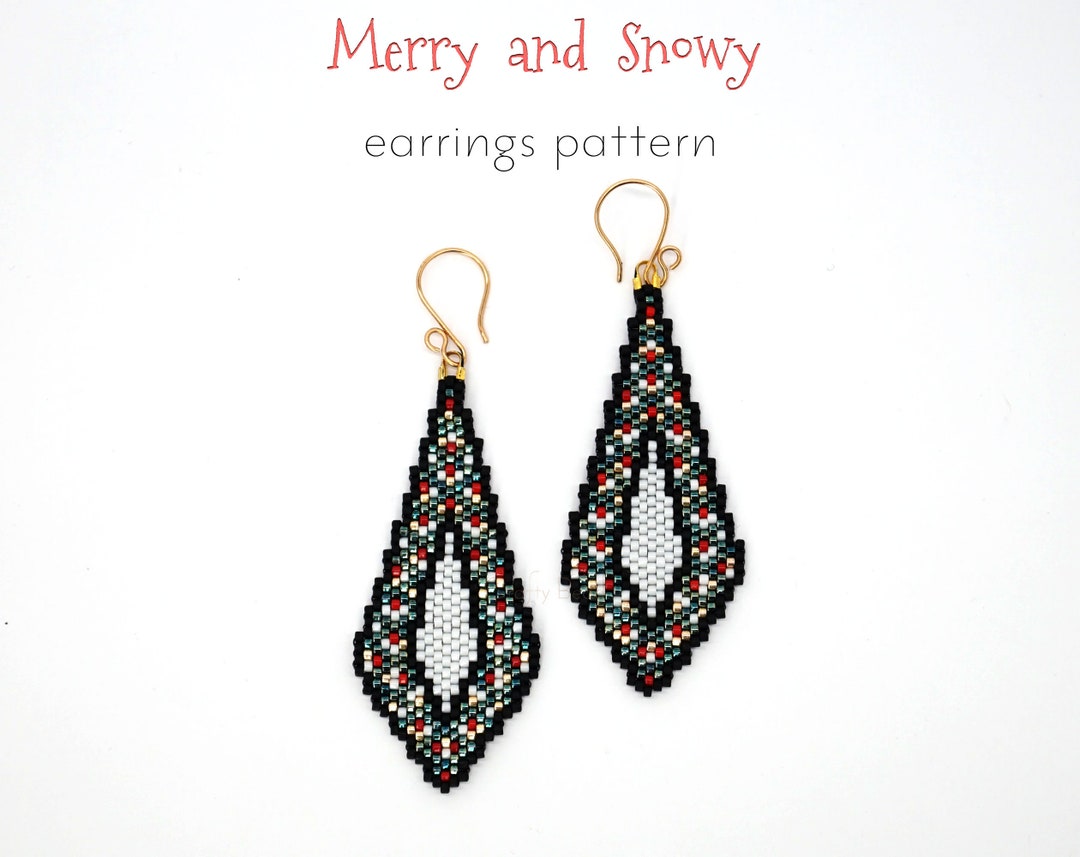 Peyote Pattern for Christmas Earrings With a Design Resembling a Kite ...