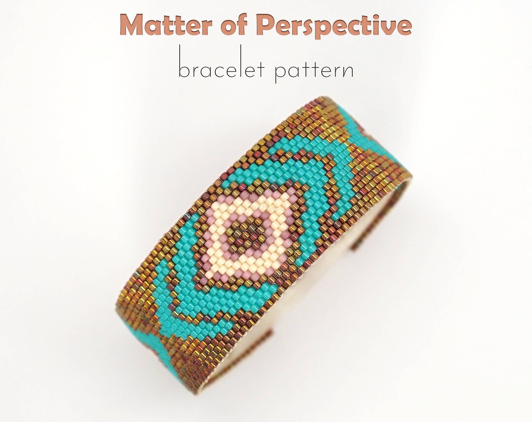 Delica Pattern for Ethnic Bracelet Design. Copper and Turquoise Colors ...
