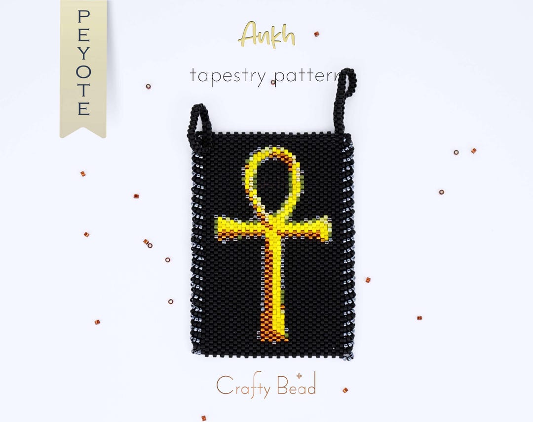 Beaded Tapestry Pattern for Golden Ankh Cross With Looped Beaded Edge ...