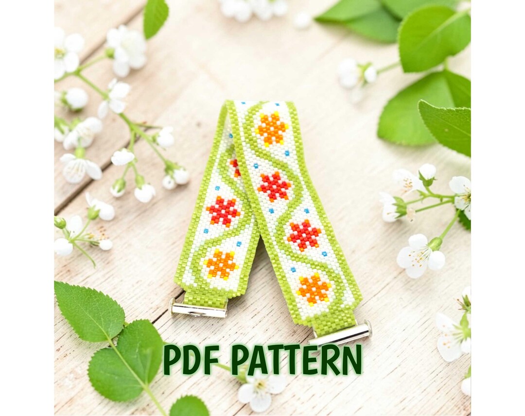 Groovy 70s Flower Peyote Pattern for a Daisy Vine Bracelet, Retro ...