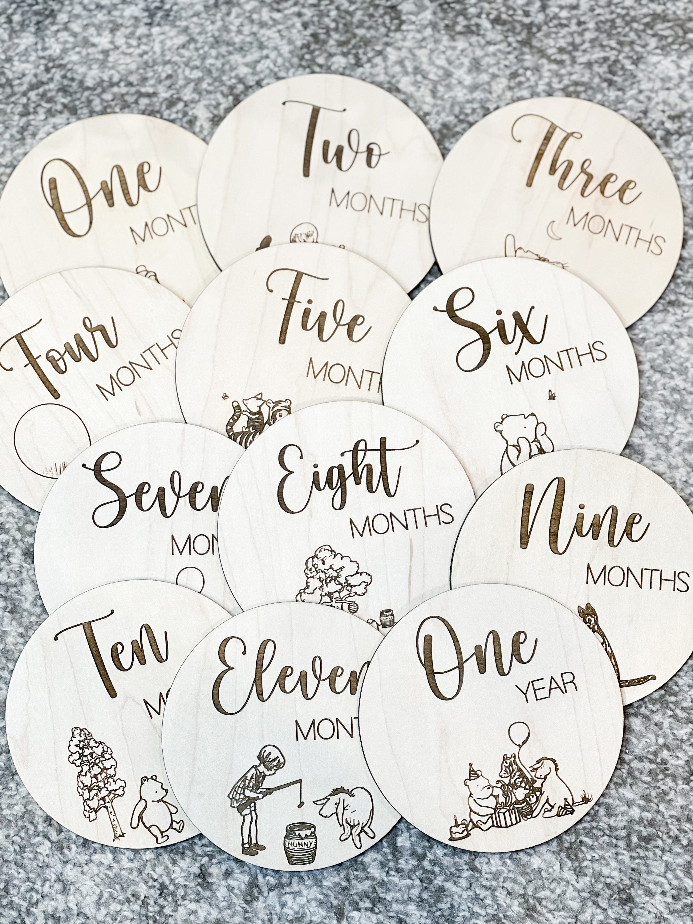 Baby Milestone Disc, Winnie the Pooh, Baby Shower Gift , Classic Winnie ...