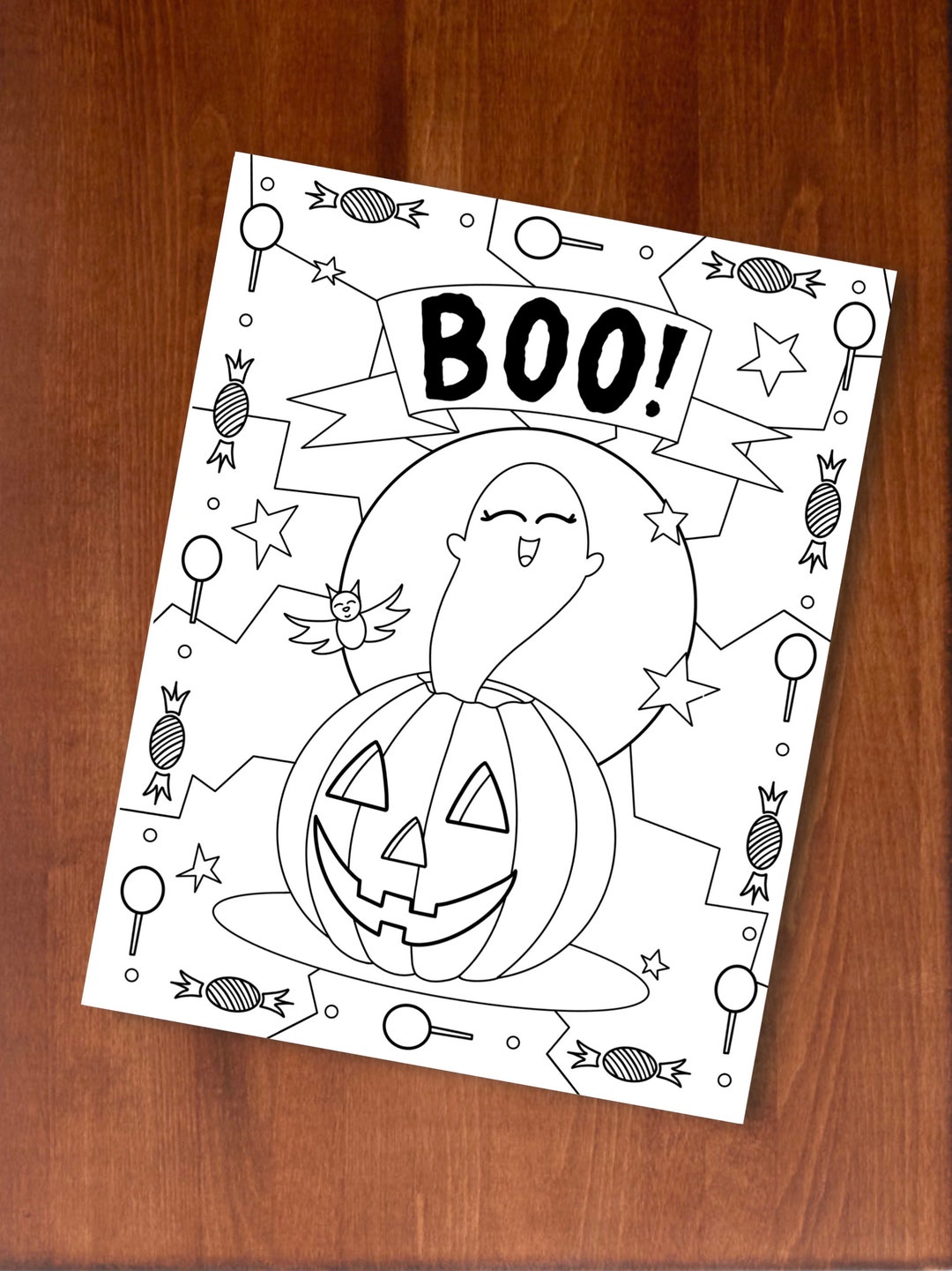 Boo! Halloween Coloring Page - Etsy