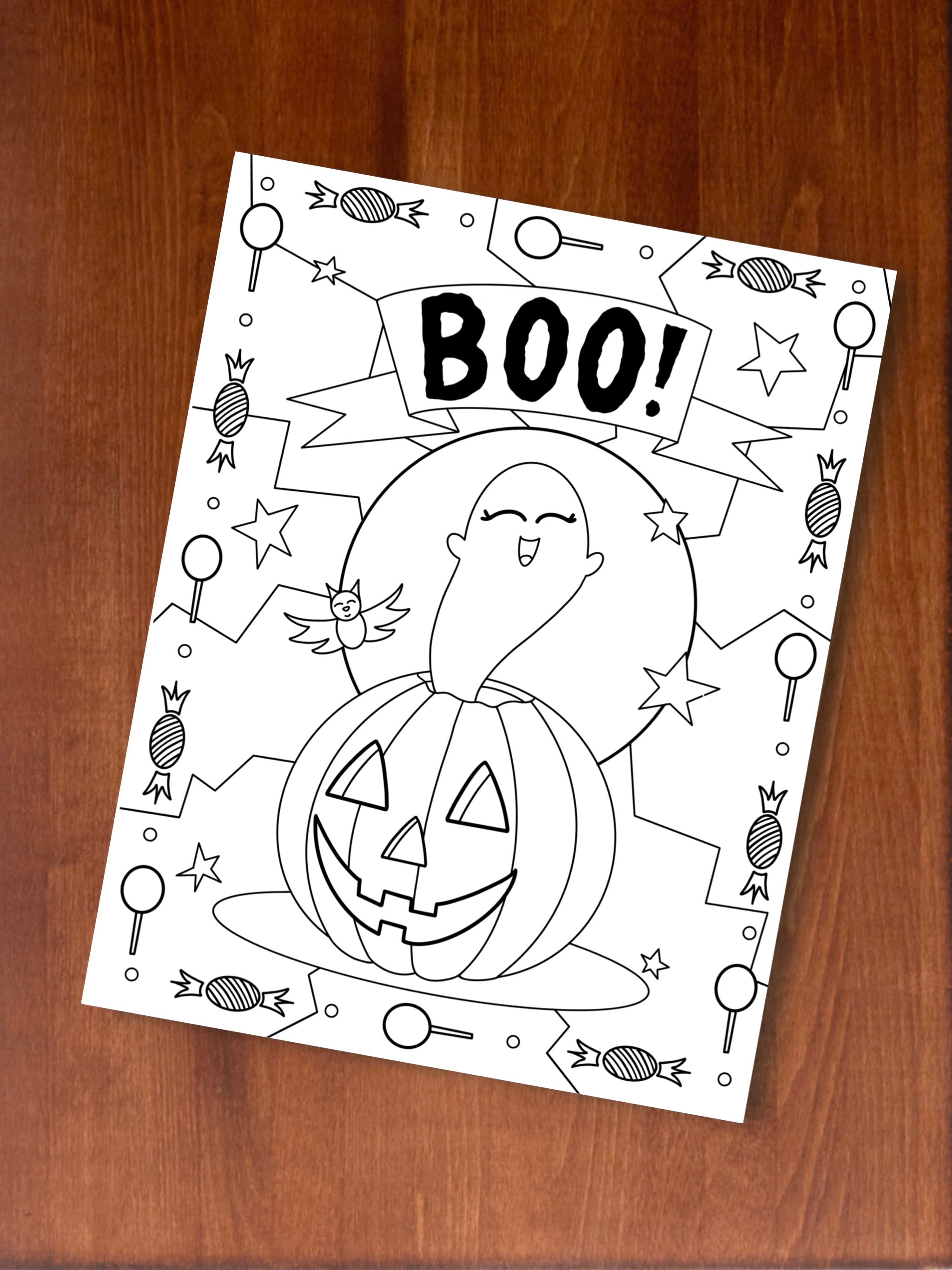 Boo Halloween Coloring Page - Etsy