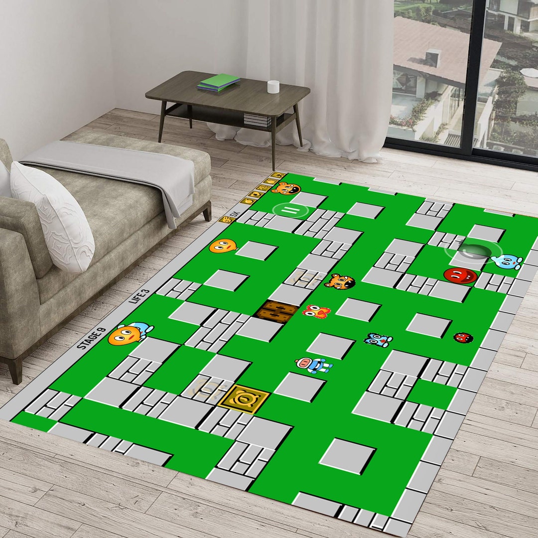 Video Game Rug, Bomberman Game Rug, Legends Games Art Decor Carpet ...