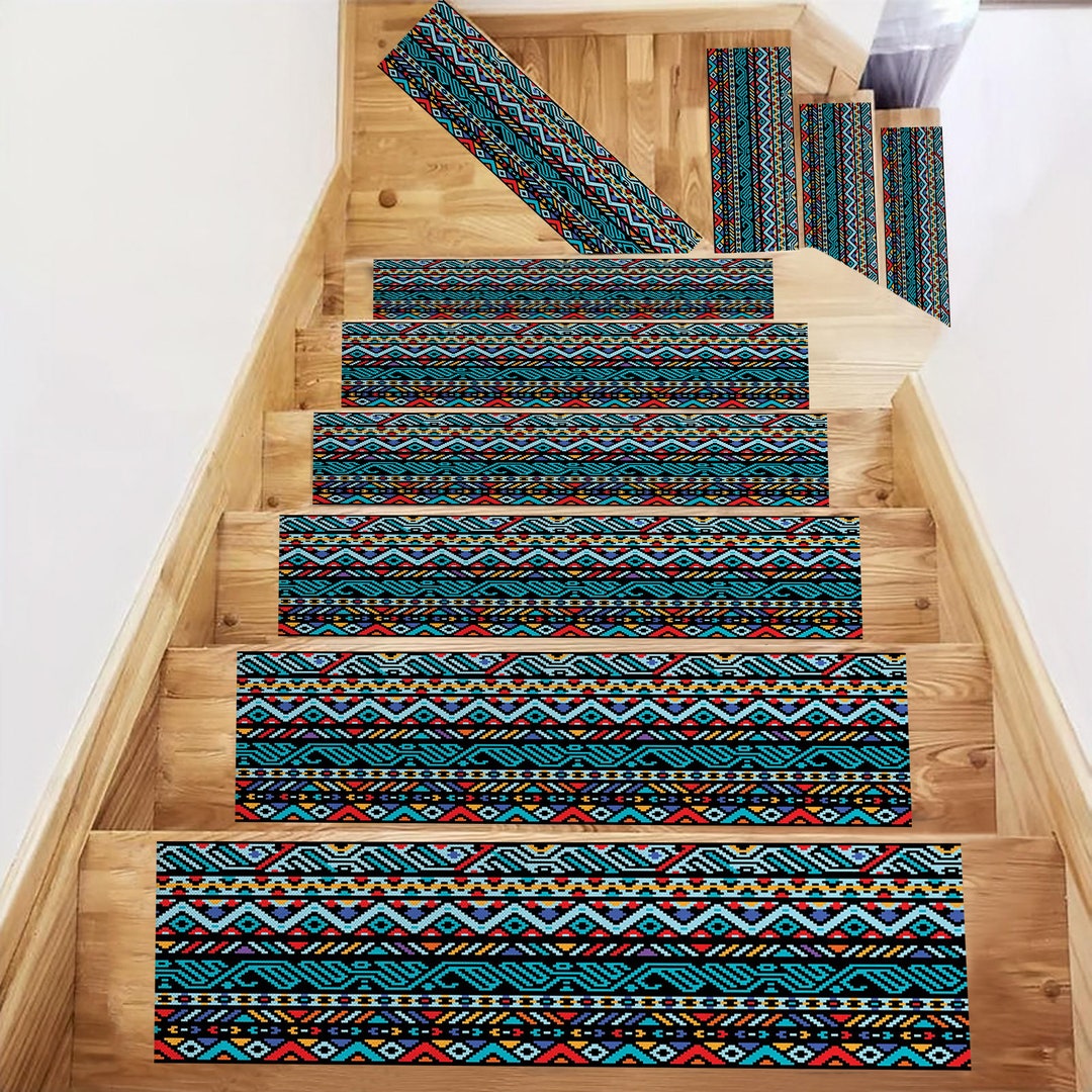 Ethnic Stair Tread: Colorful Patterned Stair Rug - Etsy UK