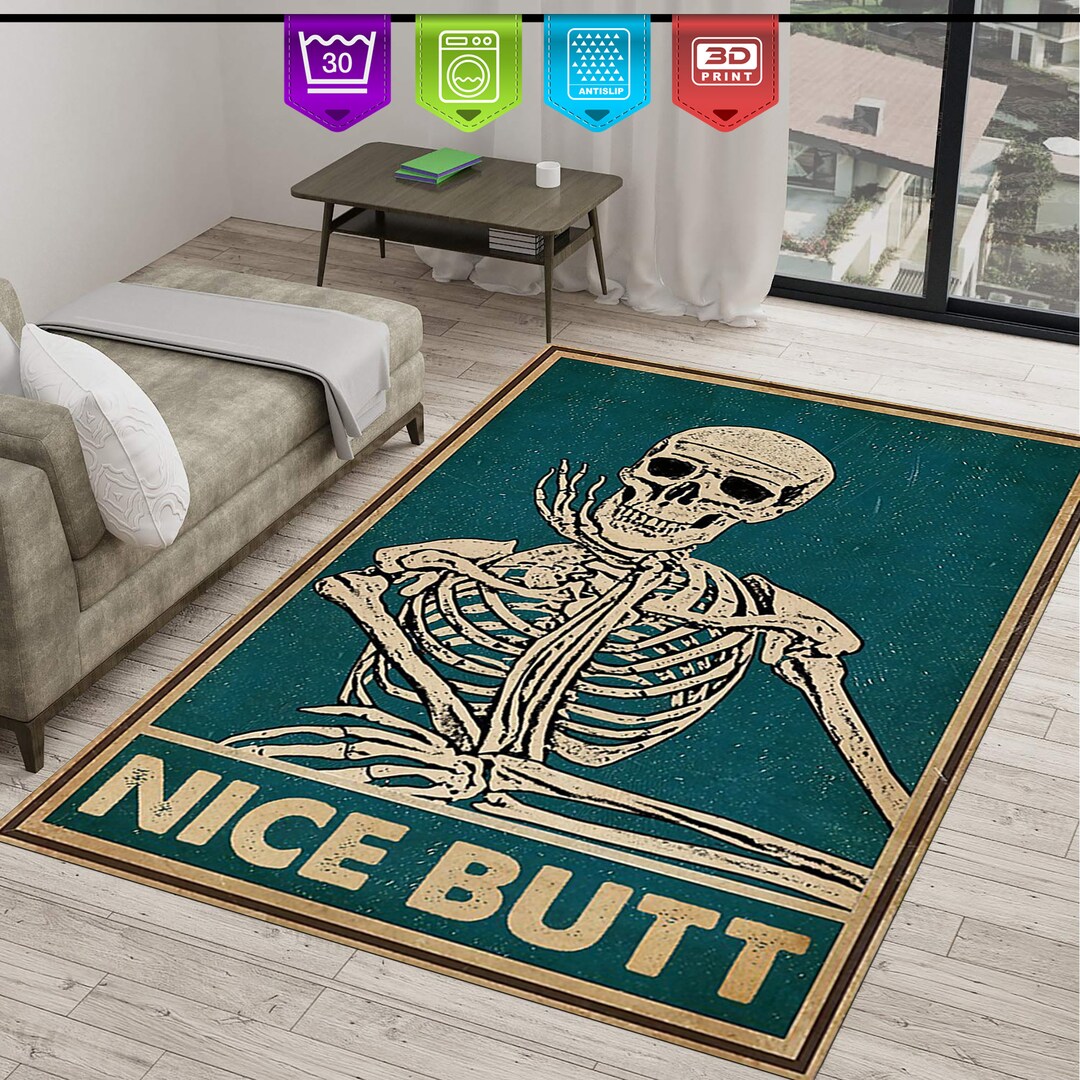 Skull Pattern Rug,poster Rug,green Pattern,aging Decor,art Rug,awesome ...