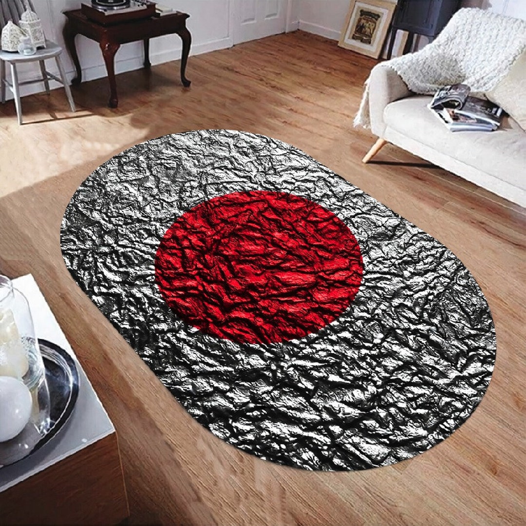 Japanese Flag, Oval Decor Rug, Japanese Flag Patterned Concept Rug ...