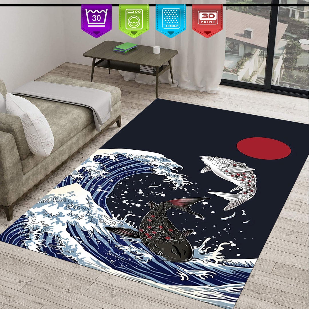 Japanese Art,yin Yang,koi Fishes,japanese Rug,fish Fishing,hokusai ...