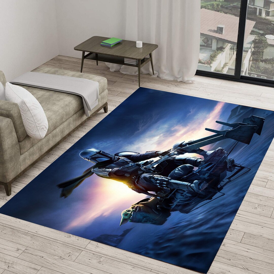 Starwars Rug, Kids Room Rug, Area Rug, Mandalorian Themed Rug, Home ...