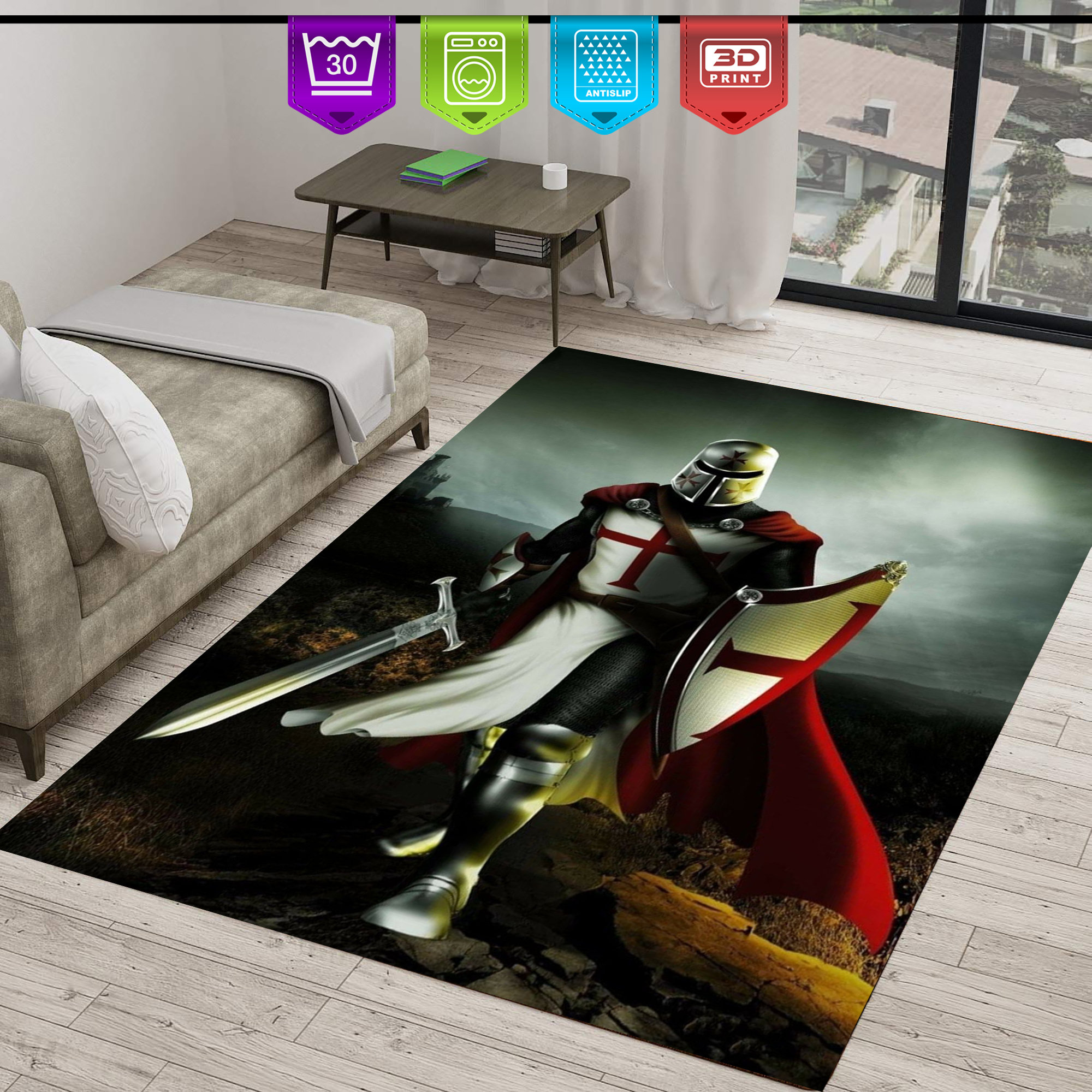 Knight Pattern Rug Medieval Warrior-print Rug Art Rug - Etsy