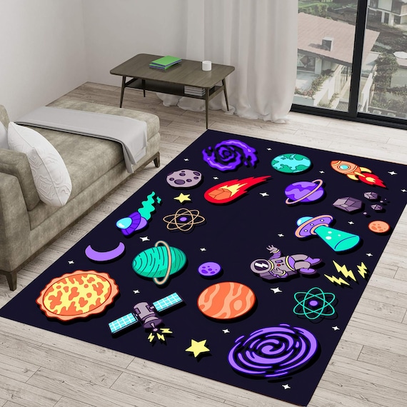 Planets and Space Design Kids Room Rug | Etsy