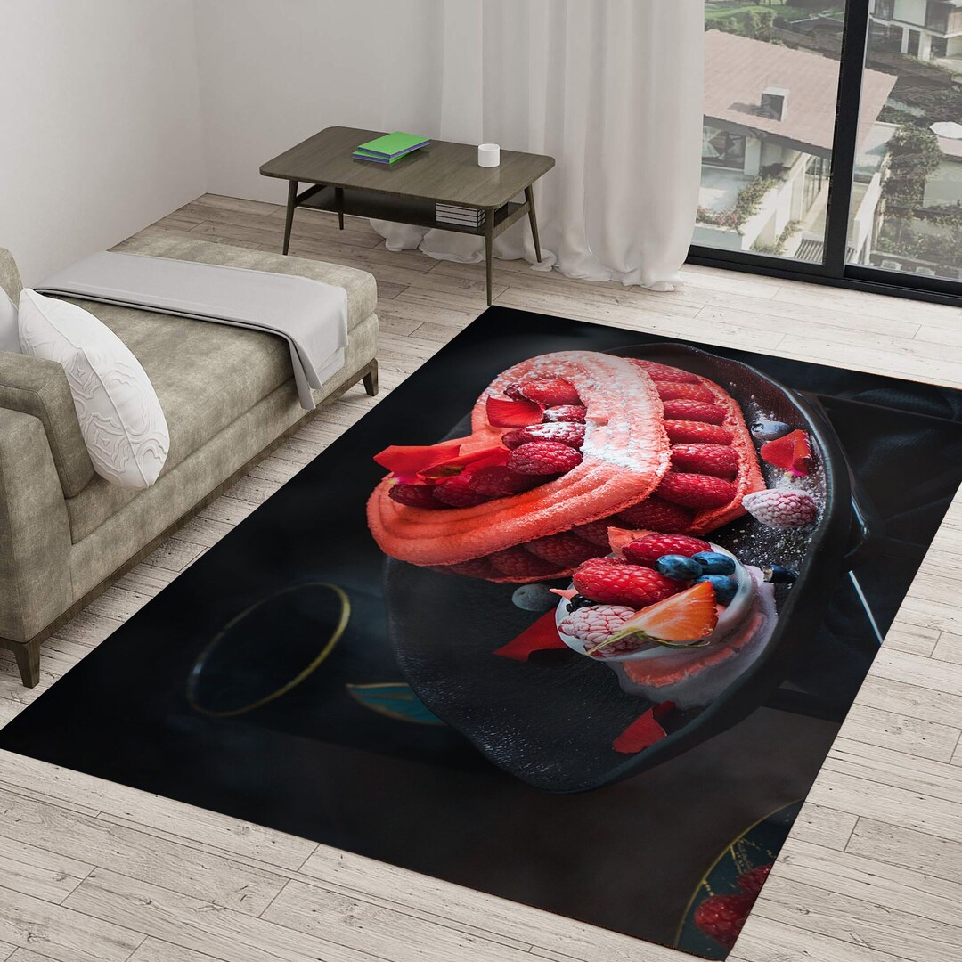 Raspberry Fruit Cake Design Rug, Candy Rug, Home Decor Rug, Sweet Rug ...