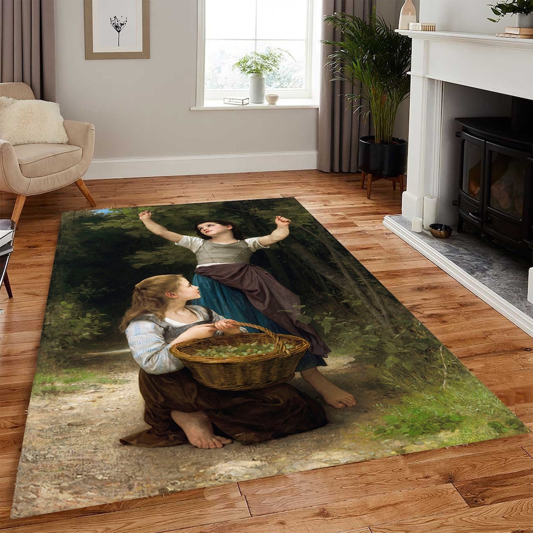 Rug of the Portrait of Récolte De Noisettes (1883), Painting Rug ...