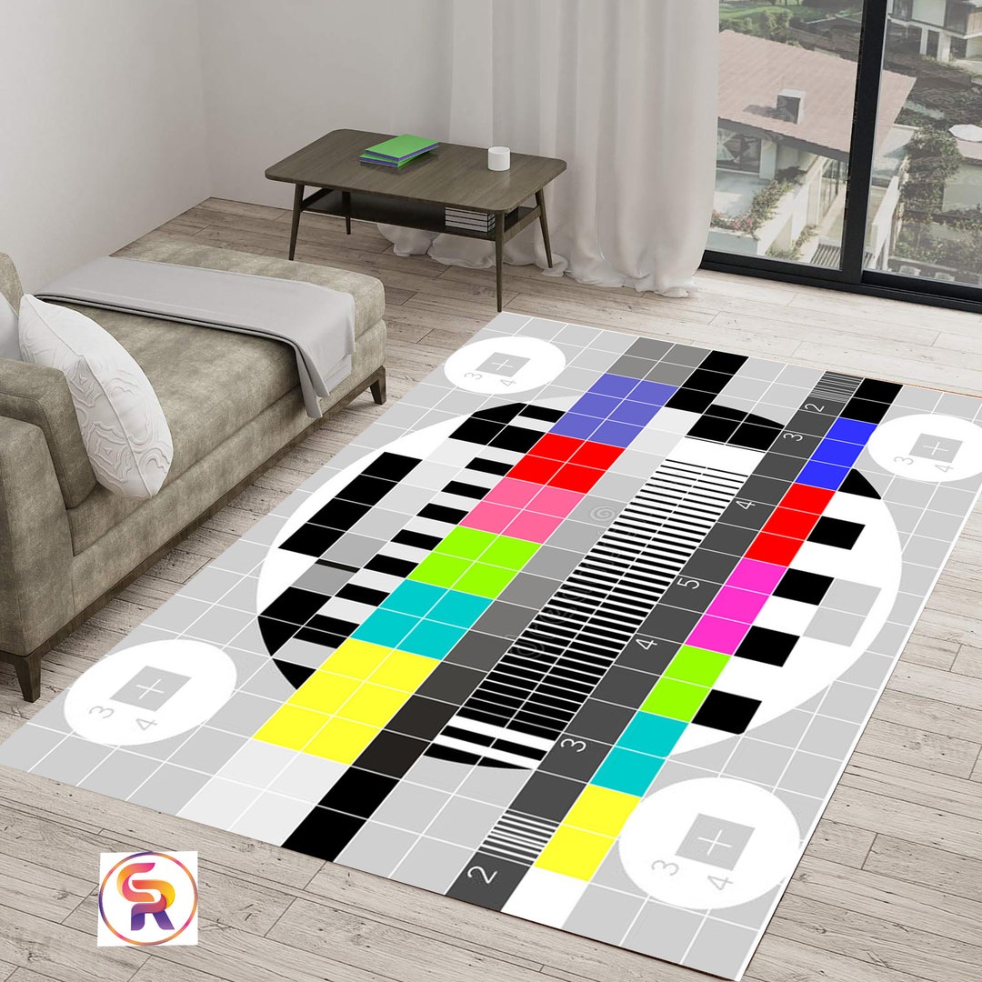TV Test Pattern Rug: Nostalgic 80s Style, Modern Home Decor - Etsy