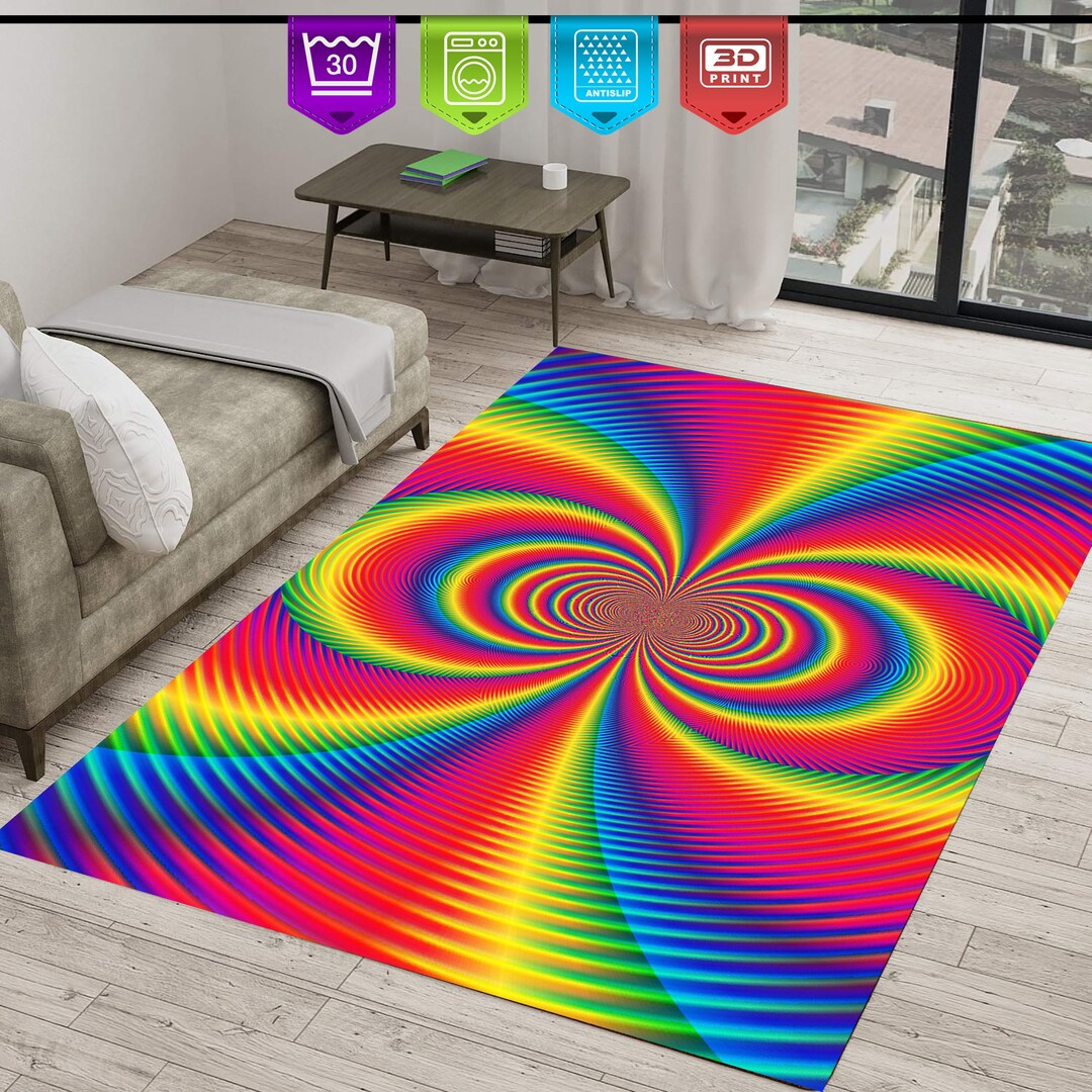 Colorful-rainbow-sound Wave Pattern Rug, Modern Rug, Home Decore Carpet ...