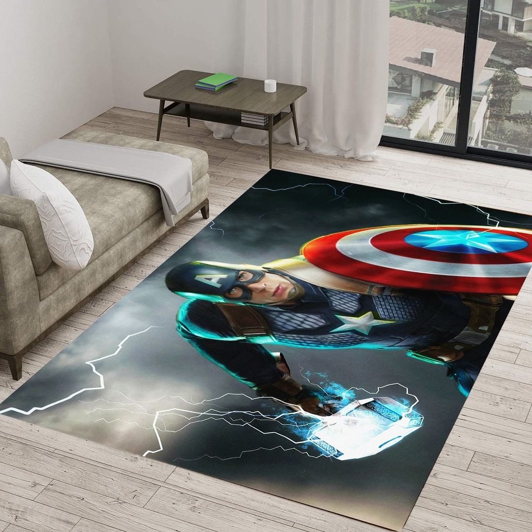 Captain America Rug: Modern Kids Room Decor, 3x5 Area Carpet - Etsy