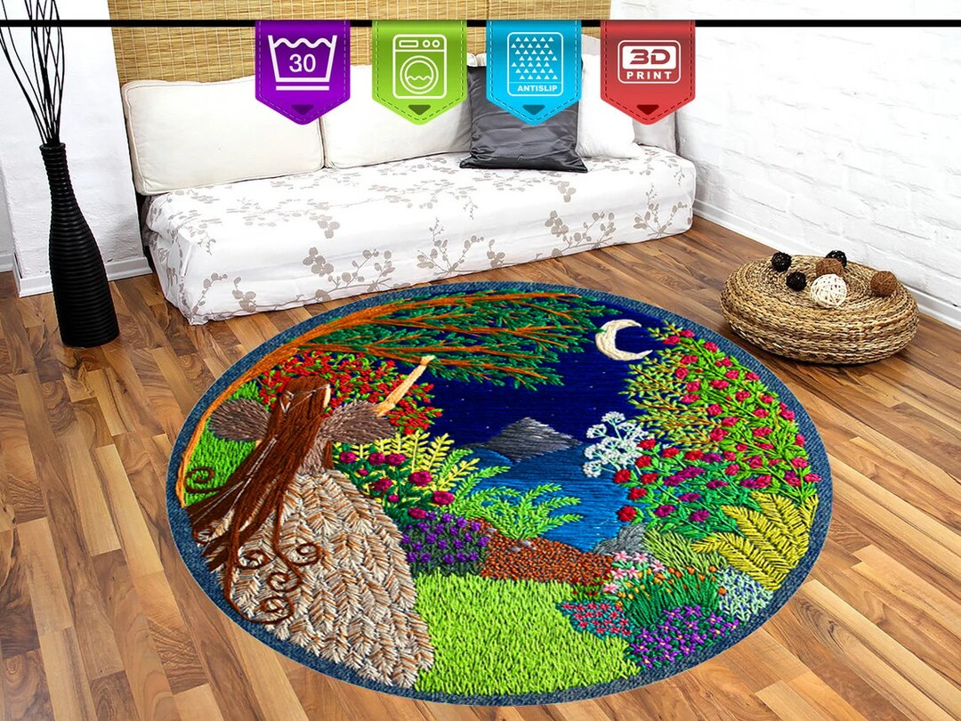 Abstract Colorful Color-pine Cone Patterned Round Rug, Home Decor Rug ...