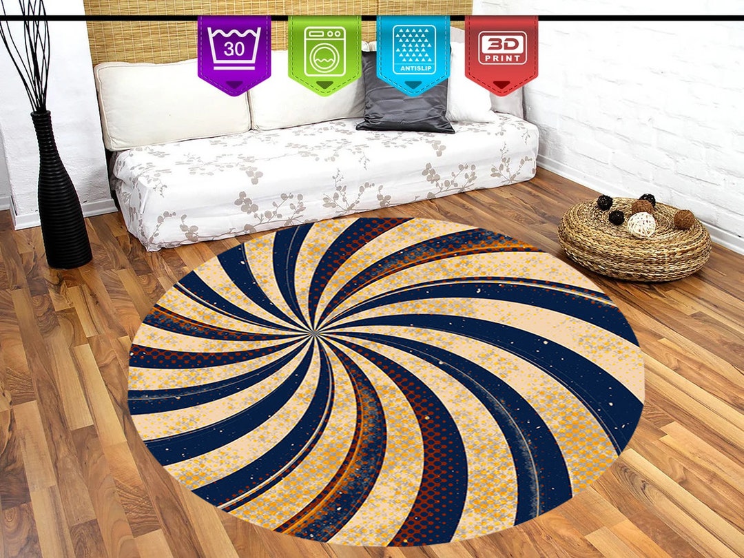 Vortex Pattern Round Rug,colorful Rug,art Rug,drawing Rug,home Decor ...