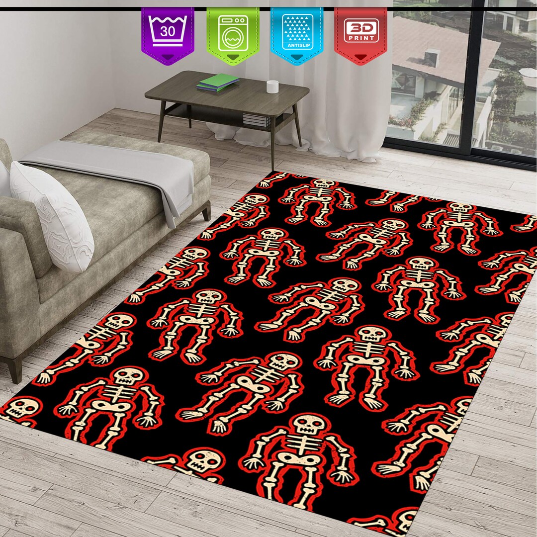 Skull Rug,pirate Rugs,awesome Rug,red Decor,children Game Room Rug,home ...