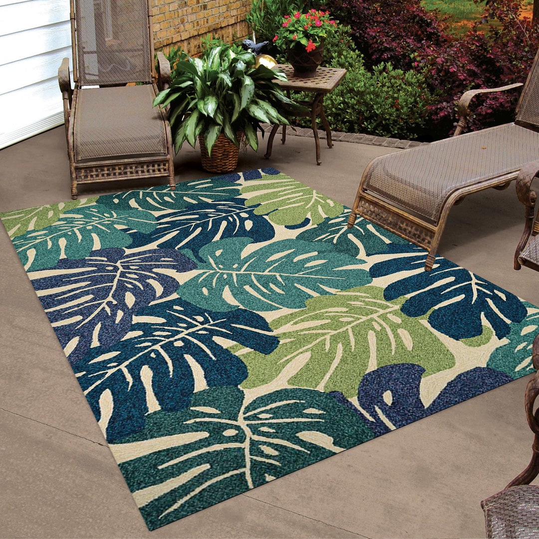 Areca Palms Outdoor Rug,palms Rug,leaf Rug,pastel Rug,garden Rug ...