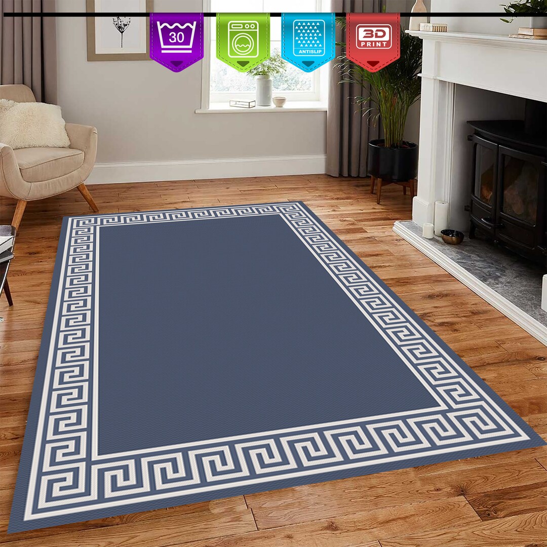 Medusa Model,blue Design,seamless Greek Wave Pattern Rug,roman Meander ...