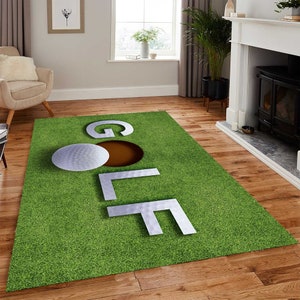 Golf Club Rug, Golf Ball, Sport Rug, Office Rug, Gift for Him, Sports ...