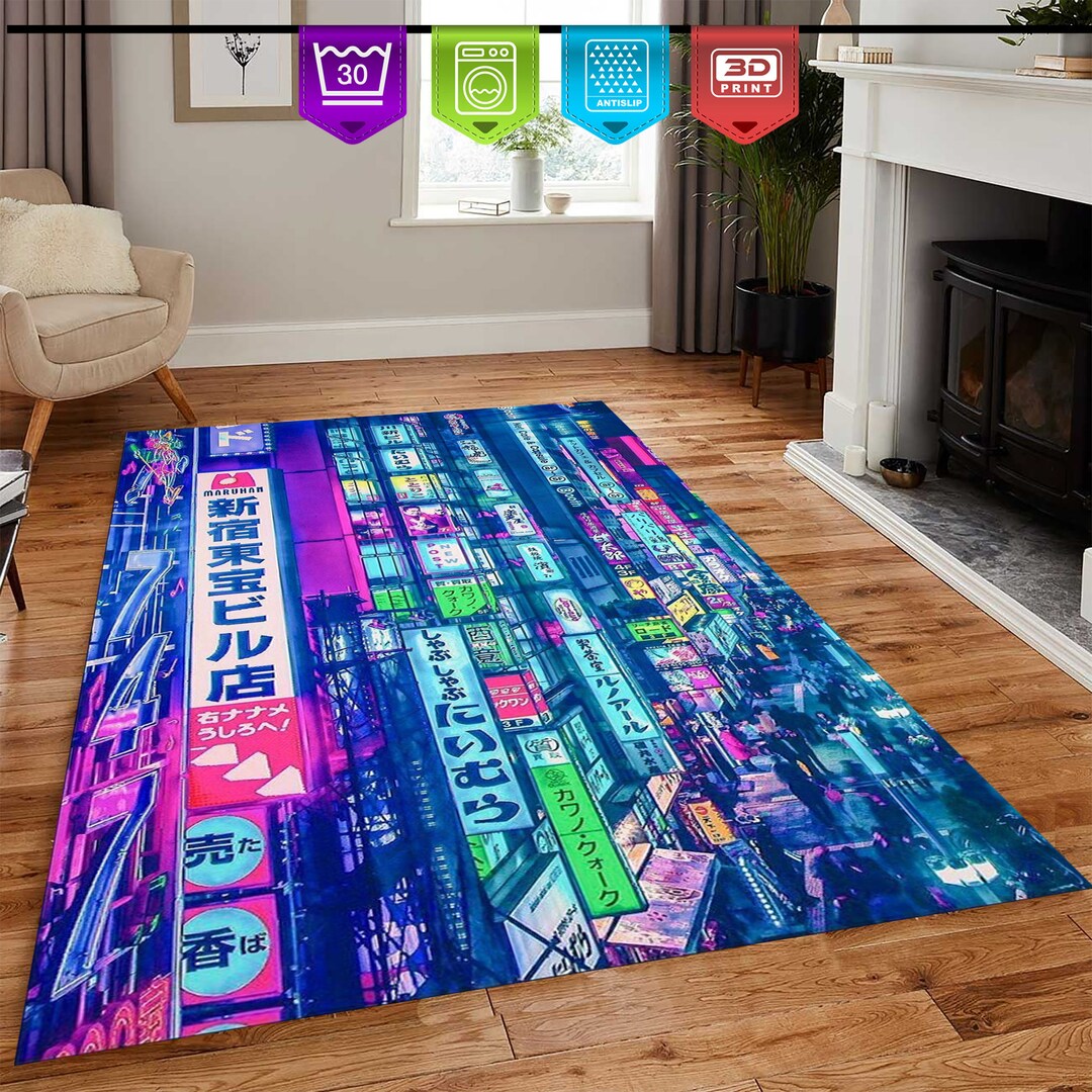 City Rug,japanese Rug,japanese City Patterned Concept Rug,awesome Room ...