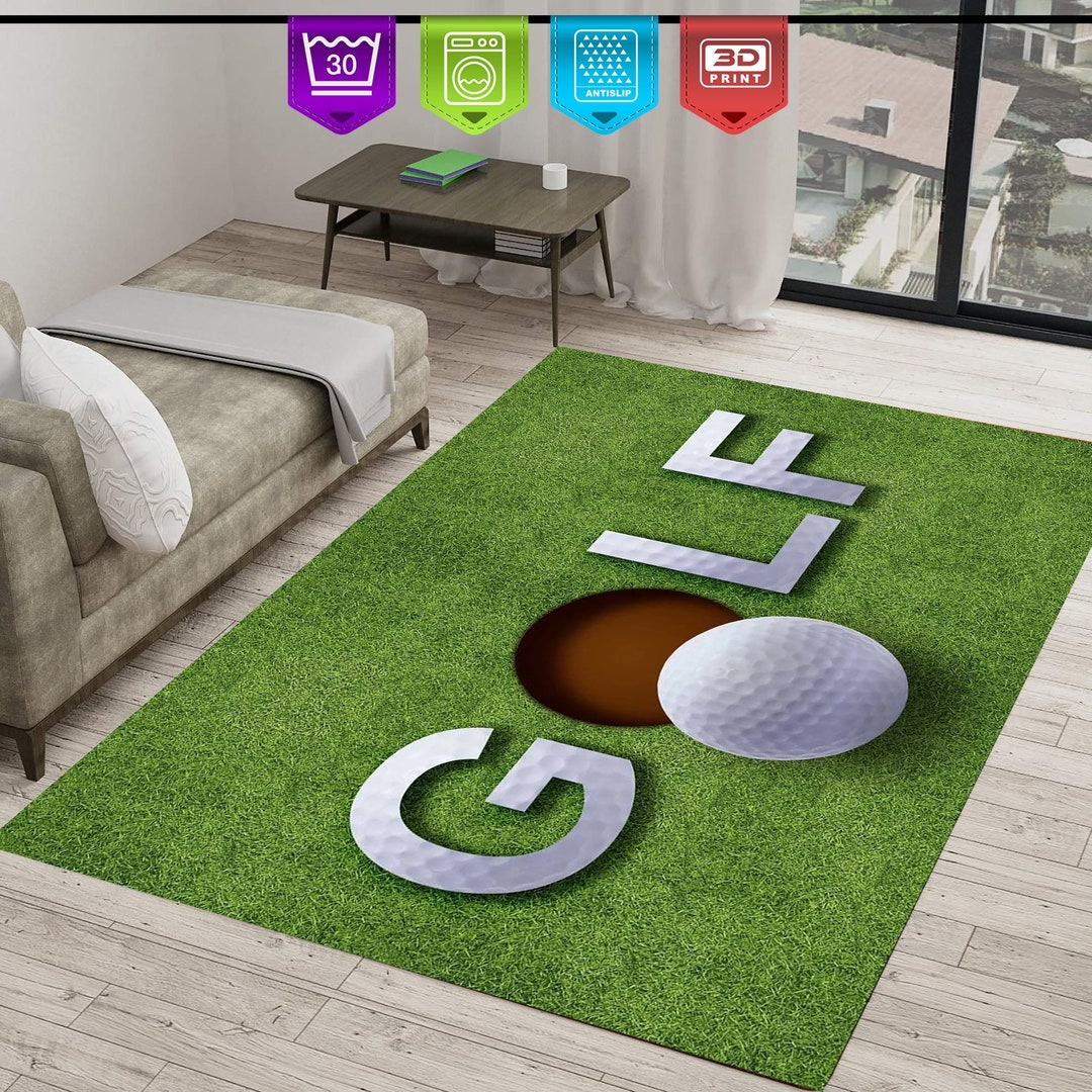 Golf Club Rug, Golf Ball, Sport Rug, Office Rug, Gift for Him, Sports ...