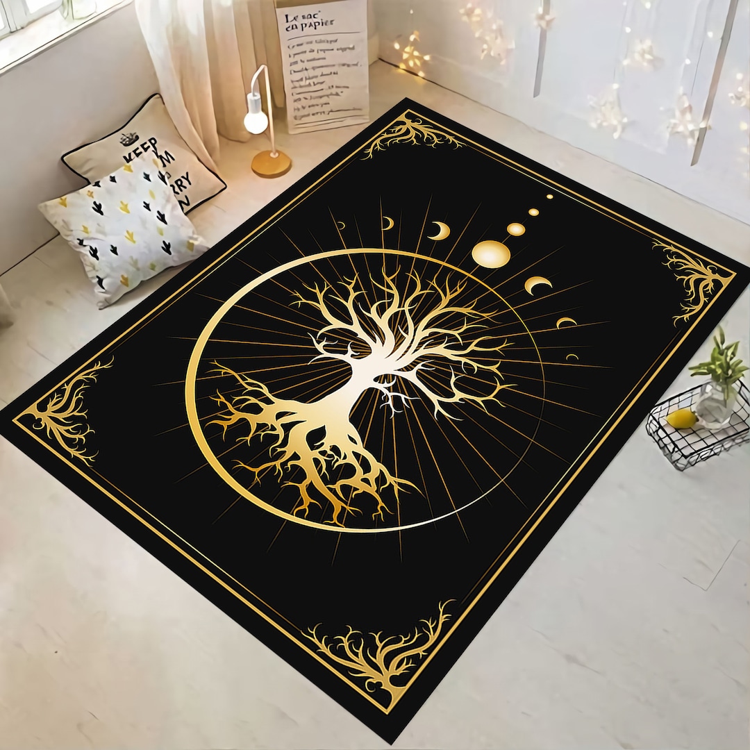 Tree of Life,tree of Life Rug,moon Pattern,gold Desing,life Tree Rug ...