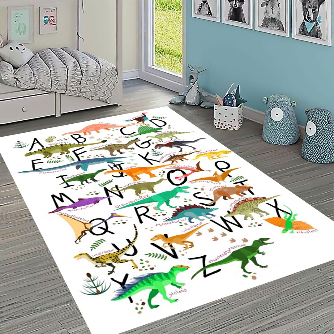 Dinosaurs Carpet,dinosaurs Rug,alphabet Rug,boys Room Rug,gift for Him ...