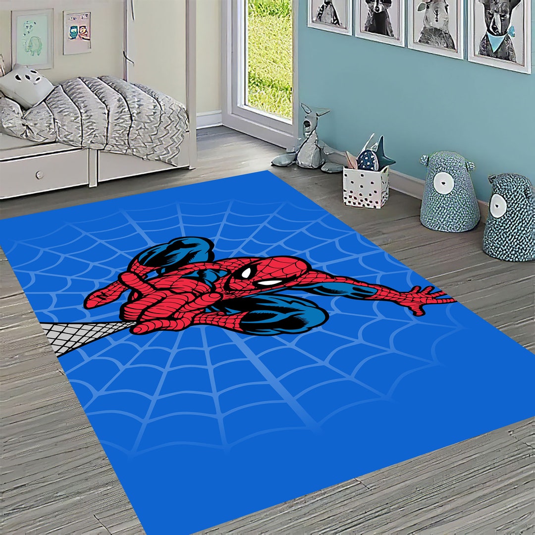 Spiderman,kids Room Art, Spiderman Rug,blue Rug,spiderman Pattern,kids ...