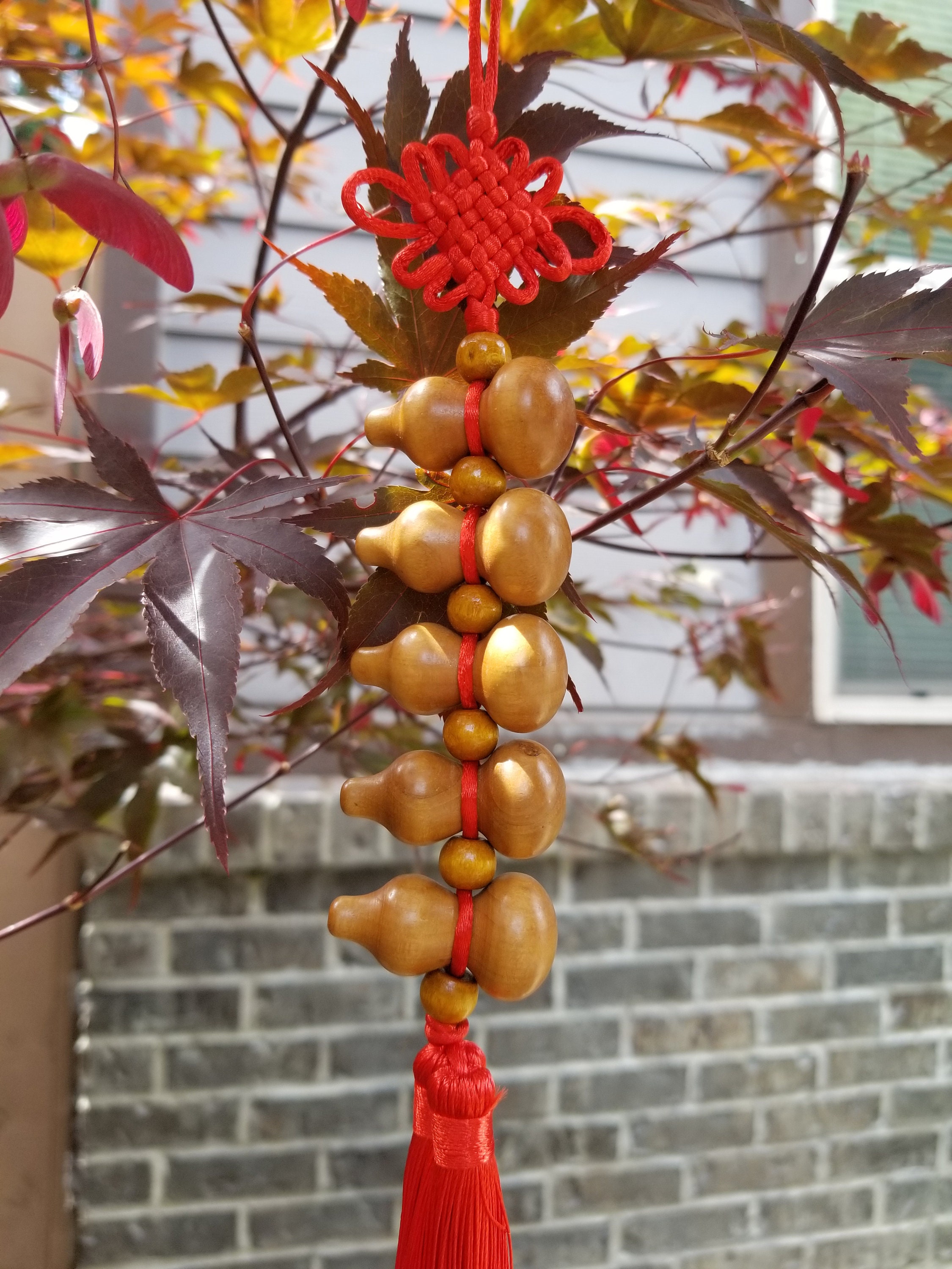 Chinese Feng Shui Peach Wooden Gourd Hu Lu wu Lou chinese Good Lucky ...