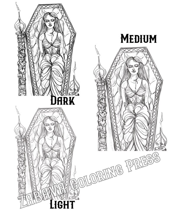 Art And Collectibles Adult Coloring Page Grayscale Vampire Portrait