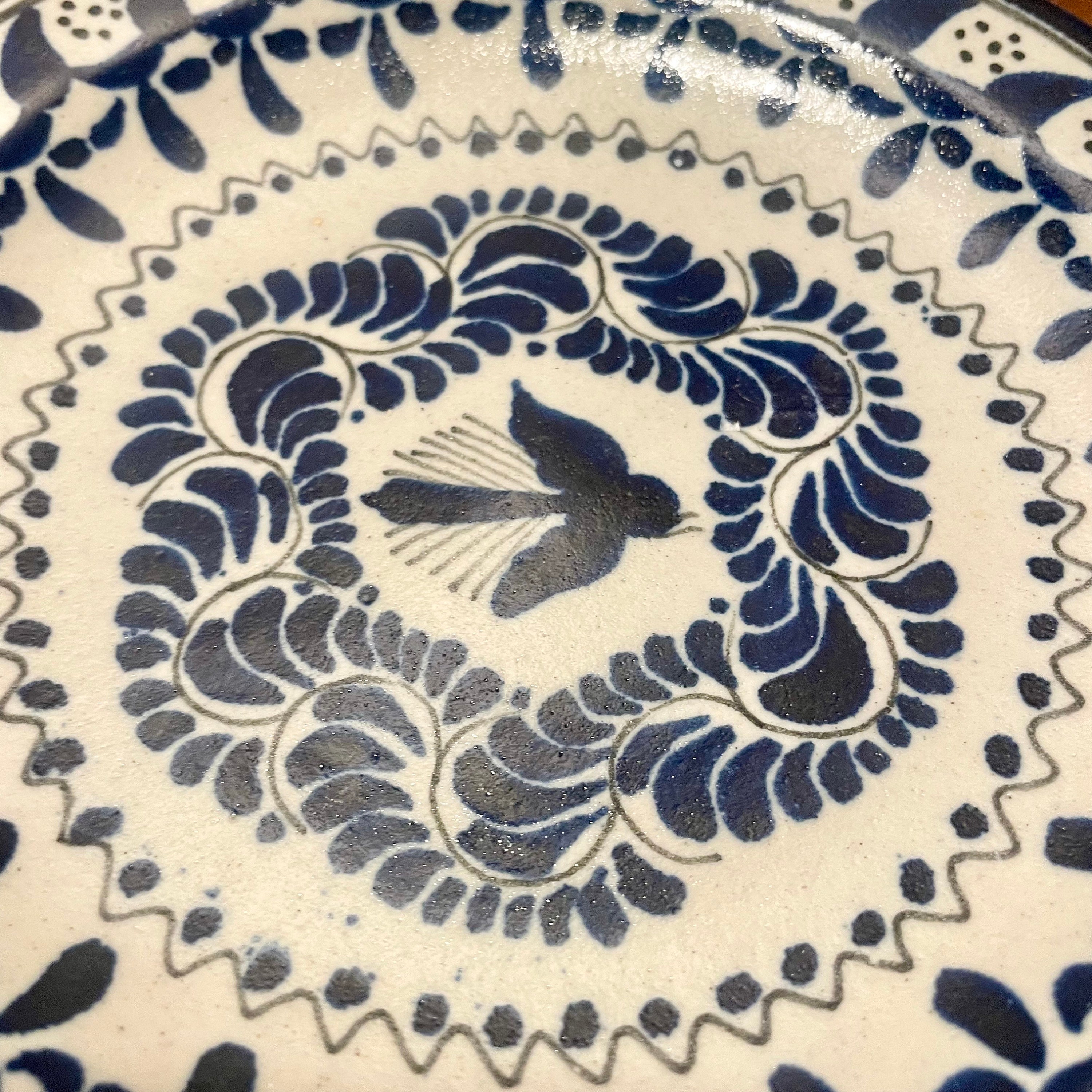 Vintage Signed and Handpainted Talavera Bird Plate, Blue and White ...