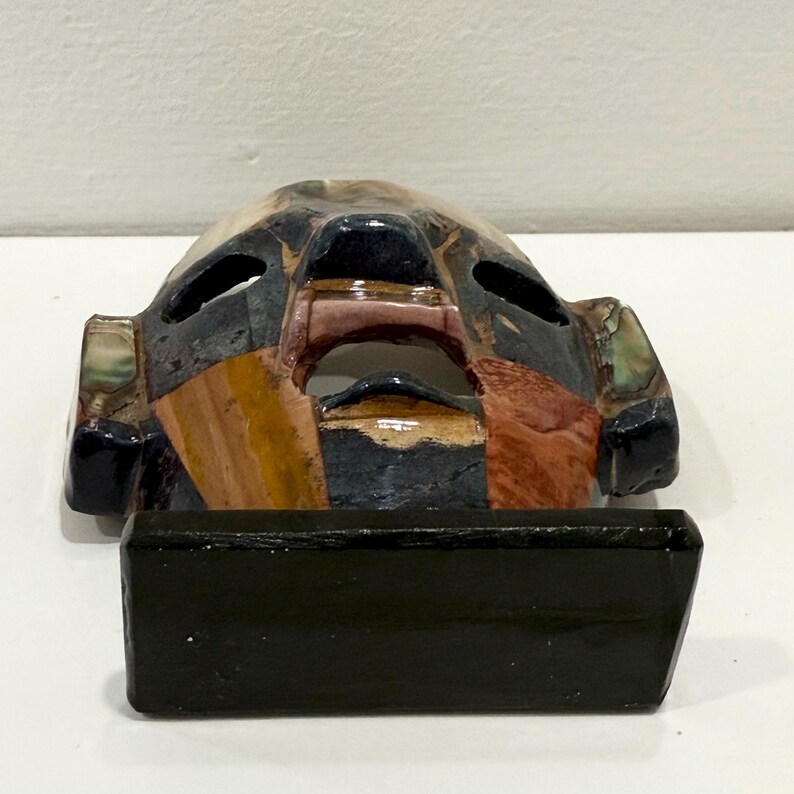 Mayan Death Mask, Mosaic Clay and Abalone Shell, Aztec Folk Art, 4 ...