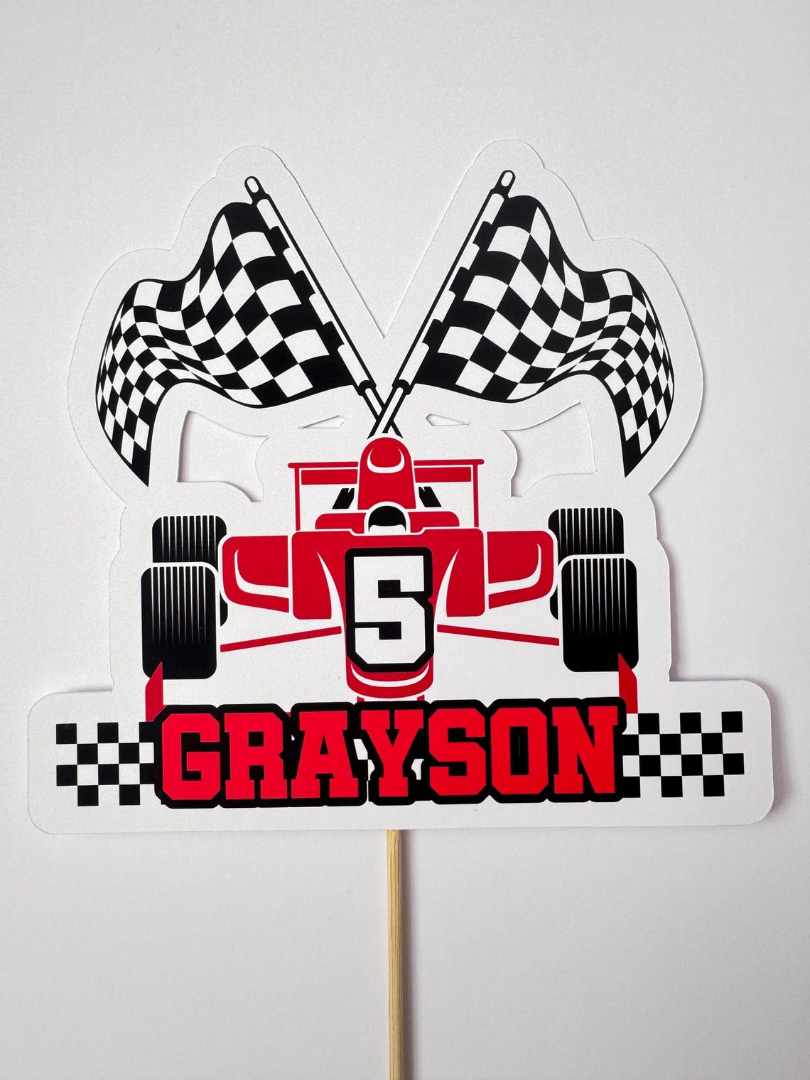 Racing Flags Cake Topper ANY NAME / NUMBER - Birthday - Racing ...