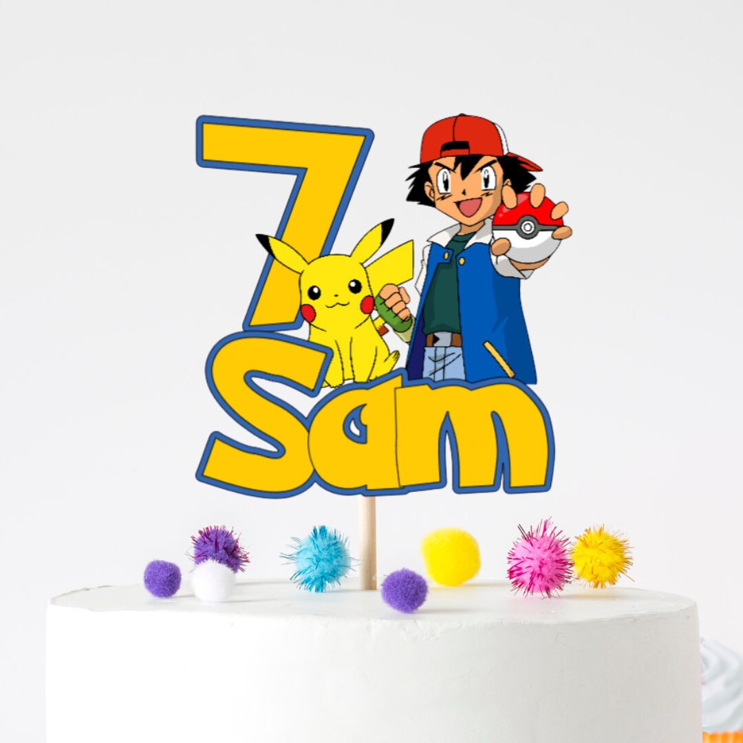 Personalised Pokemon Cake Topper, Pokemon Birthday Party Cake Topper ...