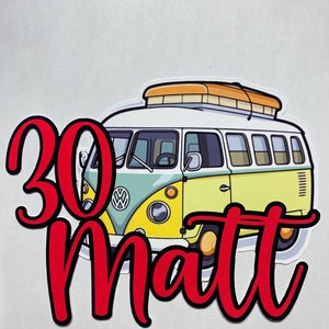 Personalised VW Campervan Cake Topper Custom VW Campervan Cake Topper ...