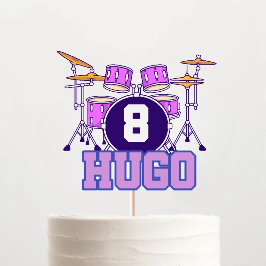 Drum Kit Cake Topper Personalised | Custom Drum Kit Cake Topper | Any Age & Name Drum Kit Cake ...