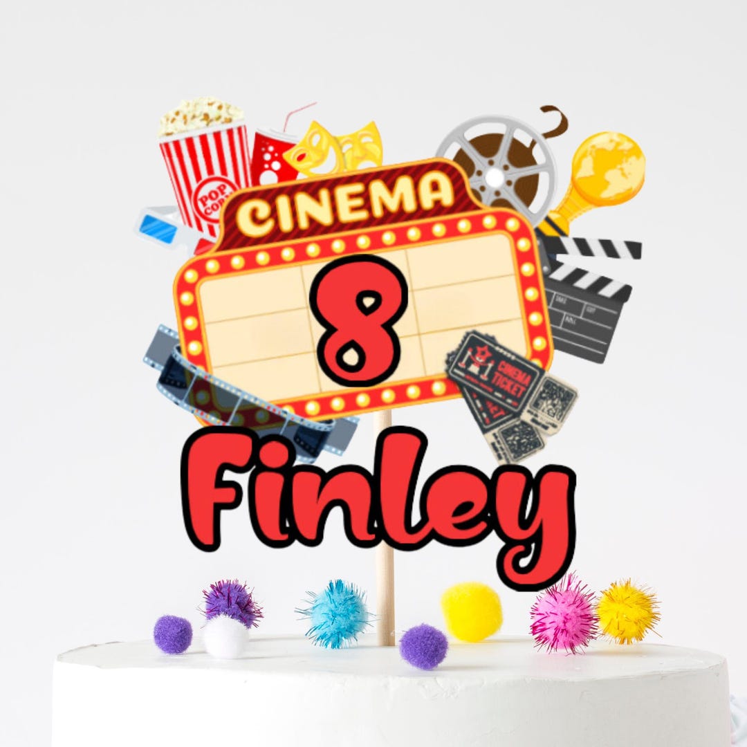 Personalised Birthday Movie Cake Topper Custom Movie Night Cake Topper ...
