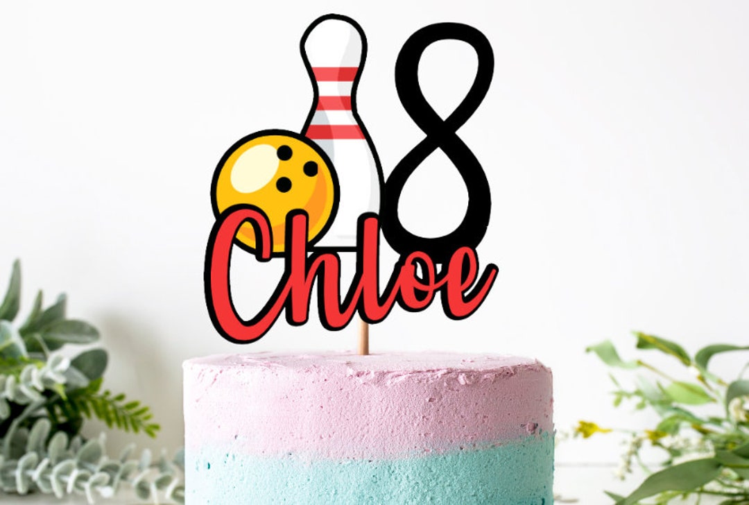 Personalised Bowling Birthday Cake Topper, Bowling Party Cake Topper ...