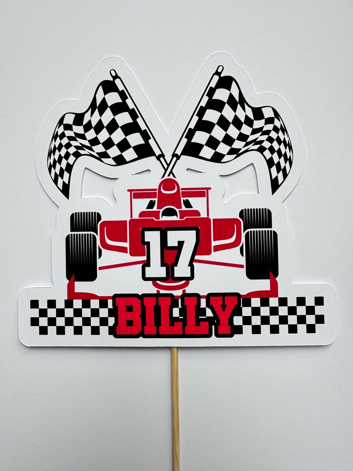 Racing Flags Cake Topper ANY NAME / NUMBER - Birthday - Racing ...