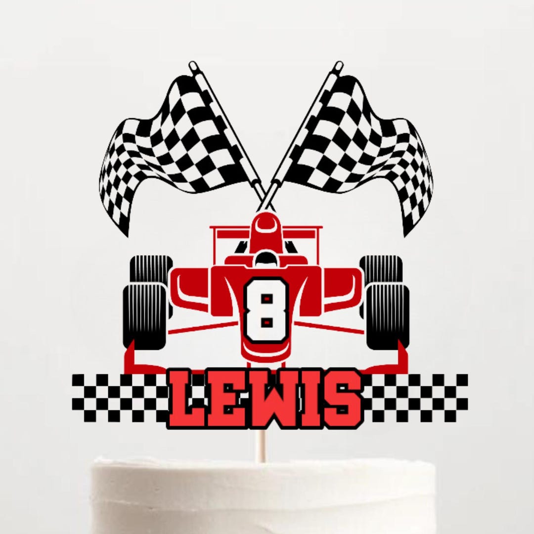 Racing Flags Cake Topper ANY NAME / NUMBER - Birthday - Racing ...