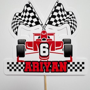 Racing Flags Cake Topper ANY NAME / NUMBER - Birthday - Racing ...