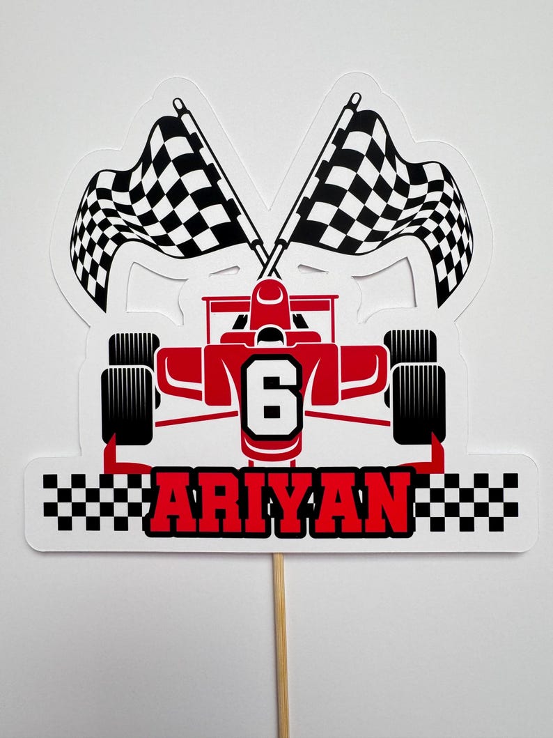 Racing Flags Cake Topper ANY NAME / NUMBER - Birthday - Racing ...