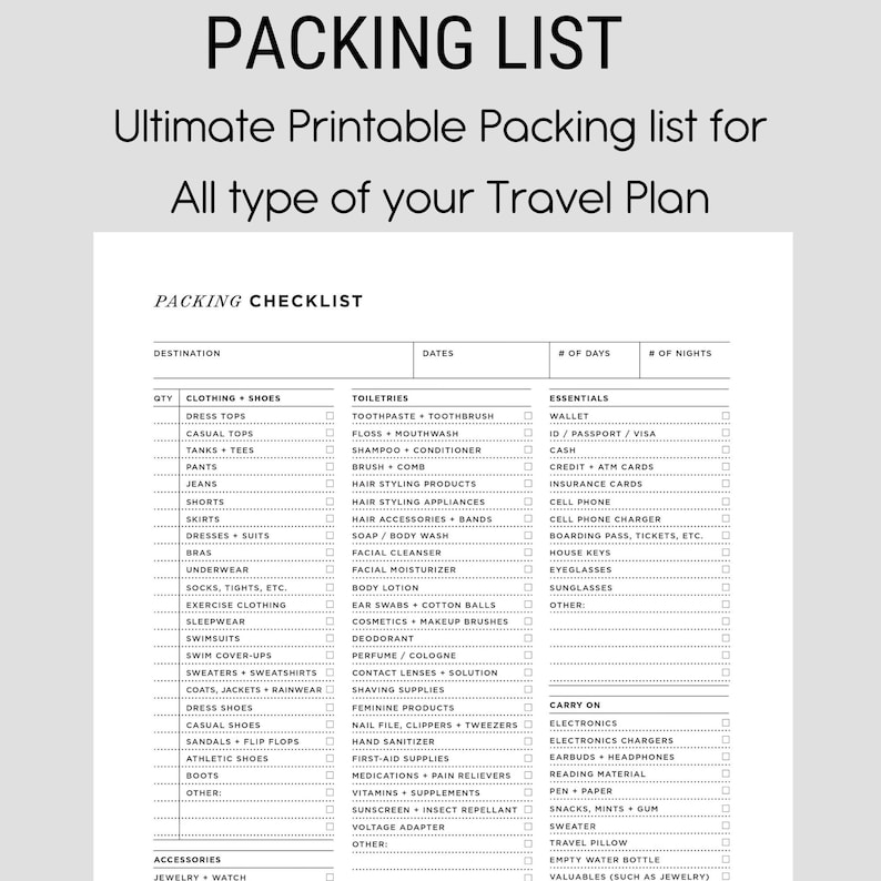 Printable Packing List Travel Packing List Instant Download A4 8 5 X printable-packing-list-travel-packing-list-instant-download-a4-8-5-x