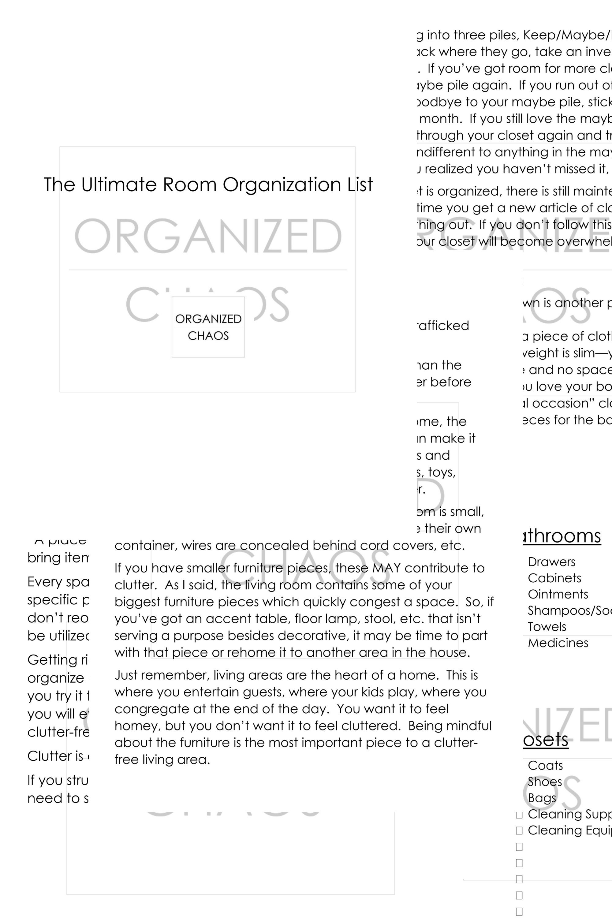The Ultimate Room Organizing List - Etsy