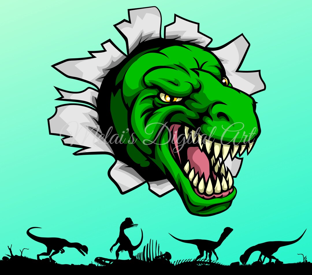Dinosaur Blue and Green T-rex, 20oz Skinny Straight Tumbler Wrap ...
