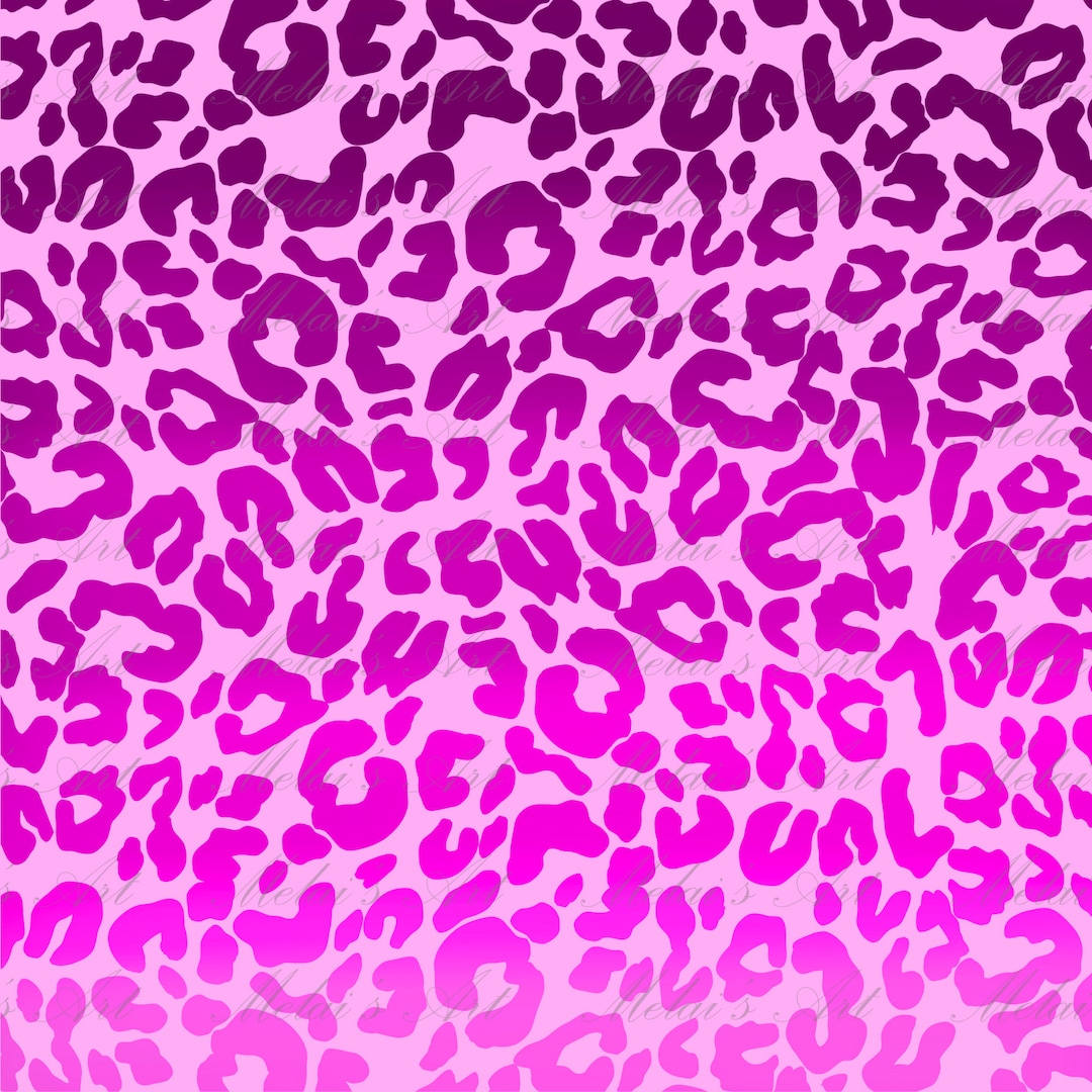 Pink Ombre Leopard Print Wallpaper Background, Instant Digital Download ...