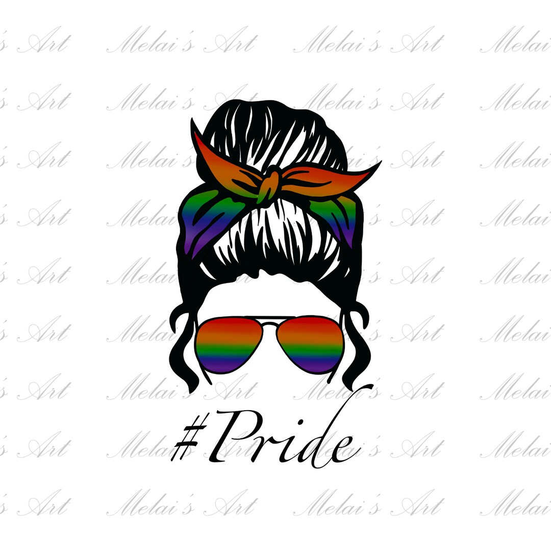 Pride Messy Bun, Shirt Decal, Rainbow Tumbler Decal, Instant Digital ...